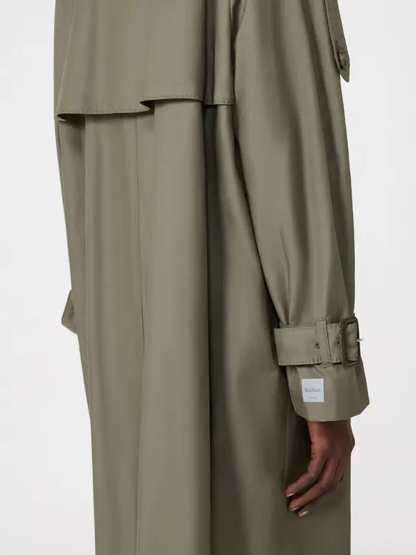 Max Mara Long Double-breasted Trench Coat In Water-repellent Cotton