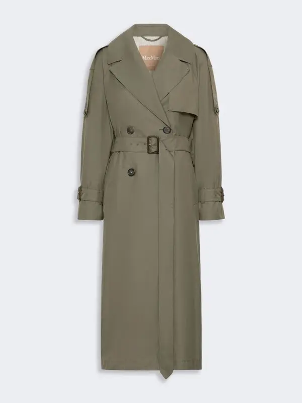 Max Mara Long Double-breasted Trench Coat In Water-repellent Cotton
