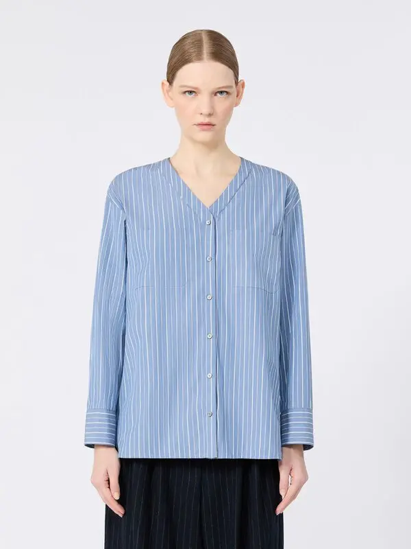 Max Mara Striped Cotton Poplin Shirt