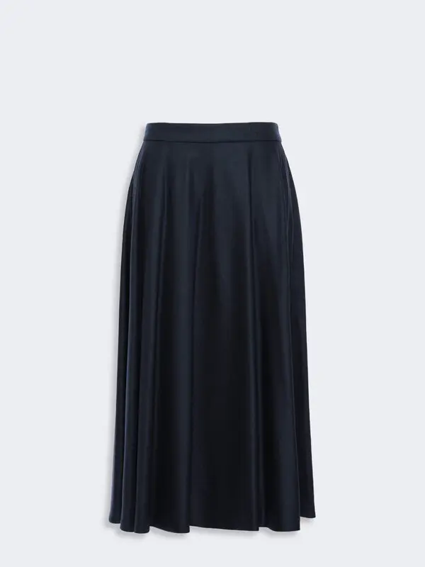 Max Mara Long Flared Wool Flannel Skirt