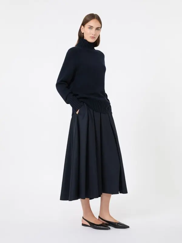 Max Mara Long Flared Wool Flannel Skirt