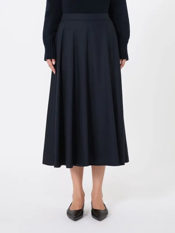 Max Mara Long Flared Wool Flannel Skirt