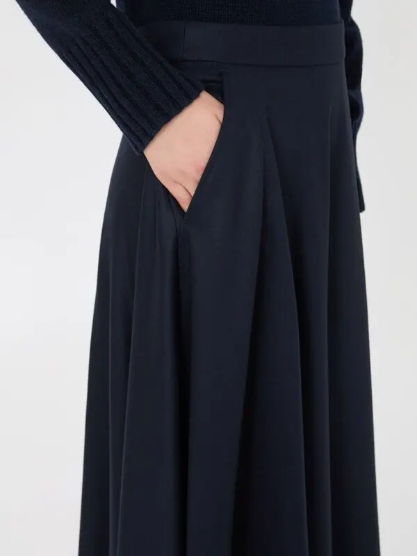 Max Mara Long Flared Wool Flannel Skirt