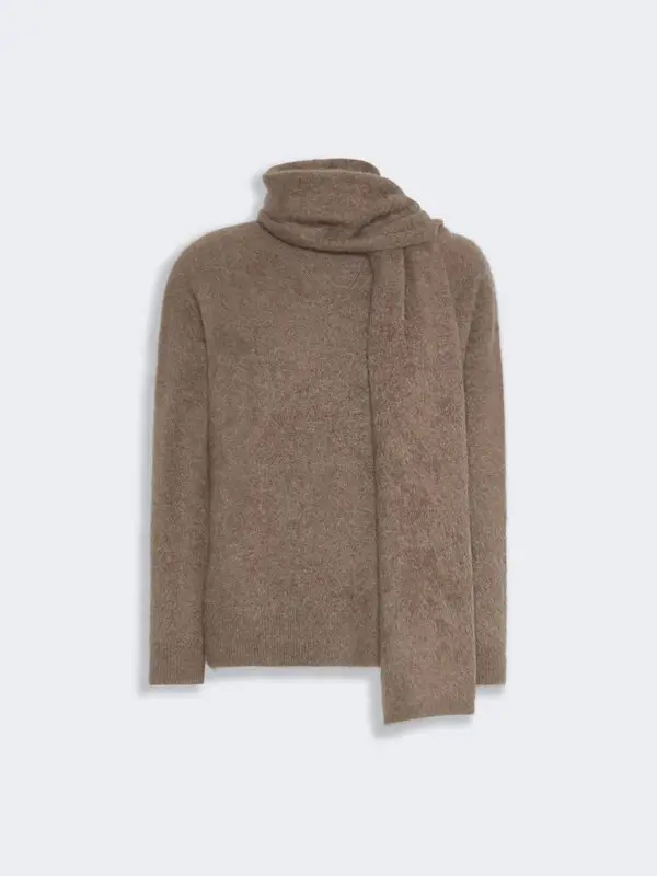 Max Mara Yak Yarn Sweater With Scarf Detail - Beige