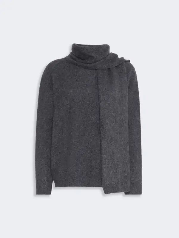 Max Mara Yak Yarn Sweater With Scarf Detail - Medium Grey