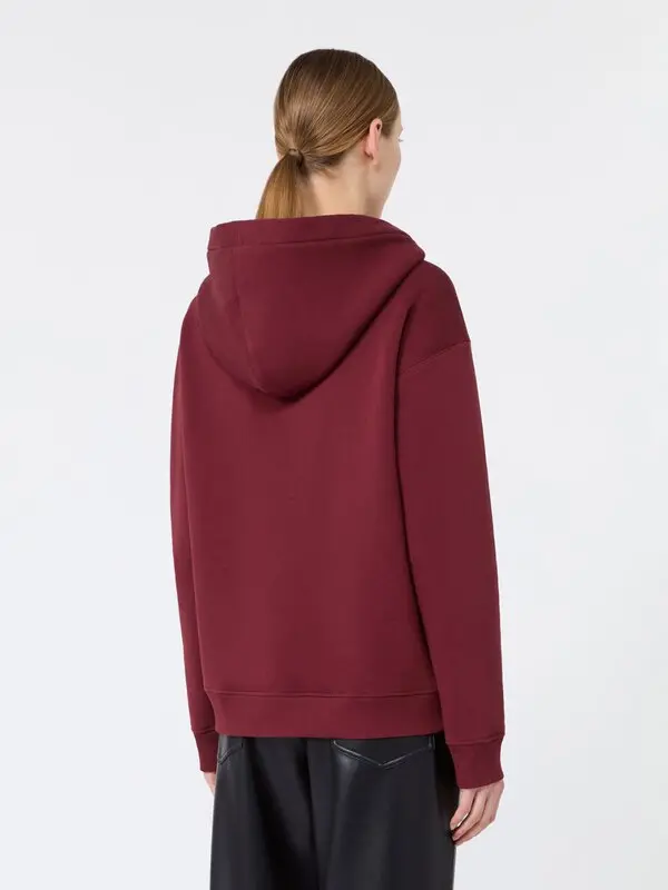 Max Mara Jersey Hoodie With Embellished Neckline - Bordeaux