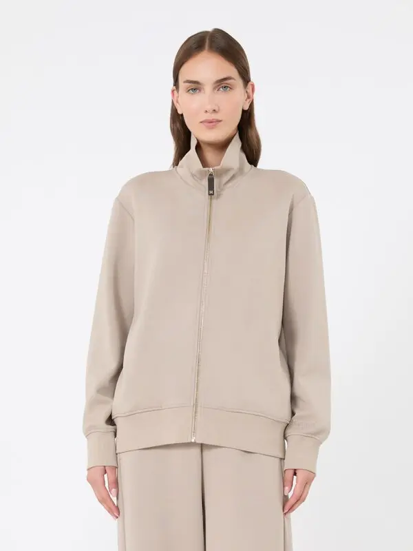 Max Mara Technical Cotton Jersey Zip-up Sweatshirt