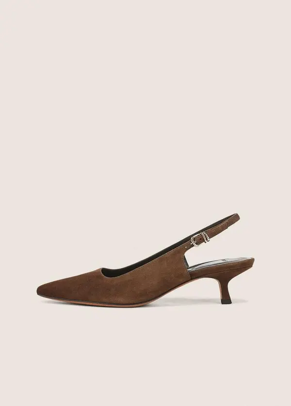 Vince Sabra Suede Slingback Kitten Heel - Clove