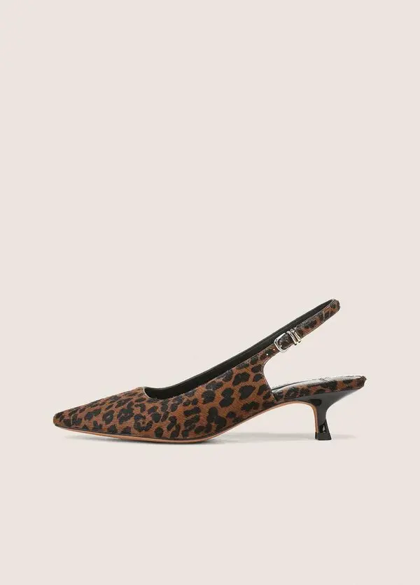 Vince Sabra Leopard-print Calf Hair Slingback Kitten Heel - Brown Multi