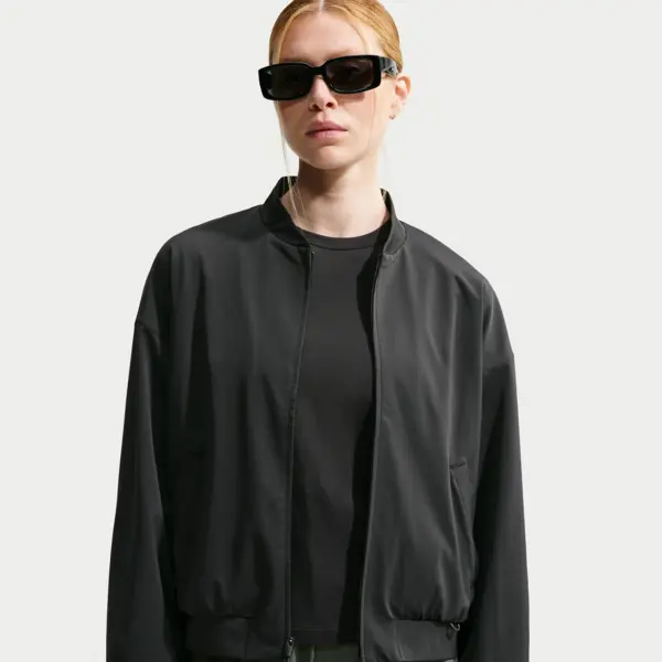 Nike 24.7 Perfectstretch Dri-fit Uv Protection Oversized Bomber Jacket - Black
