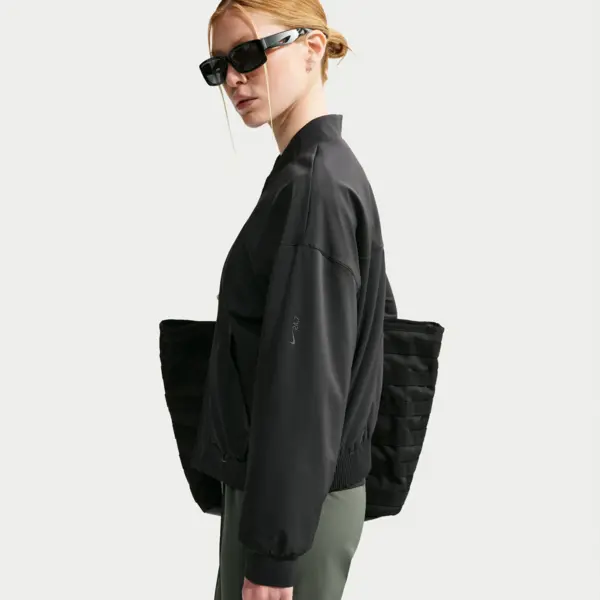 Nike 24.7 Perfectstretch Dri-fit Uv Protection Oversized Bomber Jacket - Black