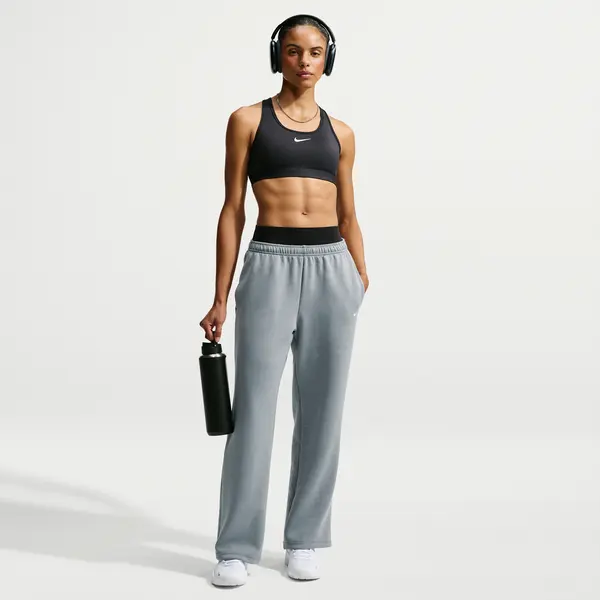 Nike Studio Fleece Sport Dri-fit Mid-rise Open-hem Pants - Grey