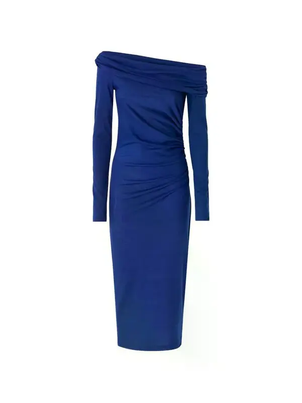 Pinko Off-shoulder Ruched Long Sleeve Dress