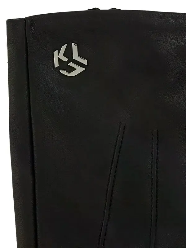 Karl Lagerfeld Logo-plaque Leather Gloves