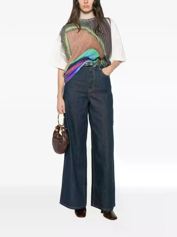 Zimmermann Peacock-print Embroidered T-shirt