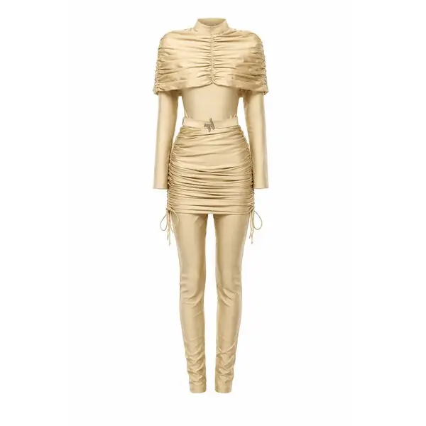 TURANA ATASH LONDON Molten Gold Ruched Swim Set - Black
