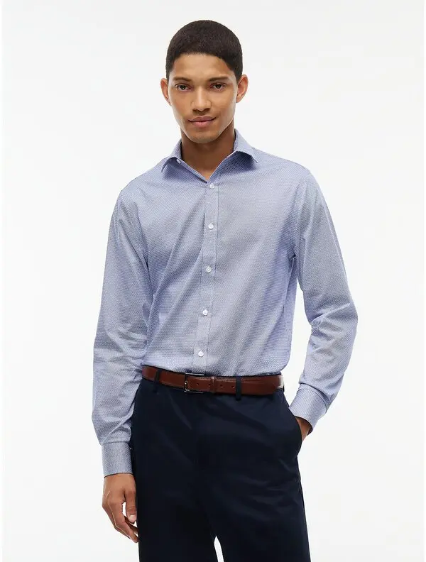 Tommy Hilfiger Slim Fit Geo Print Thflex Dress Shirt 16.5/34 - Navy