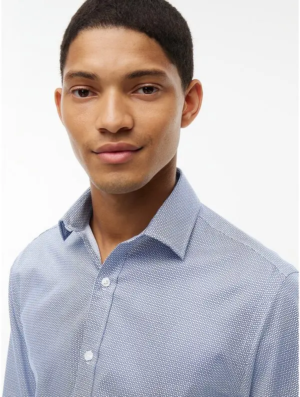 Tommy Hilfiger Slim Fit Geo Print Thflex Dress Shirt 15.5/32 - Navy