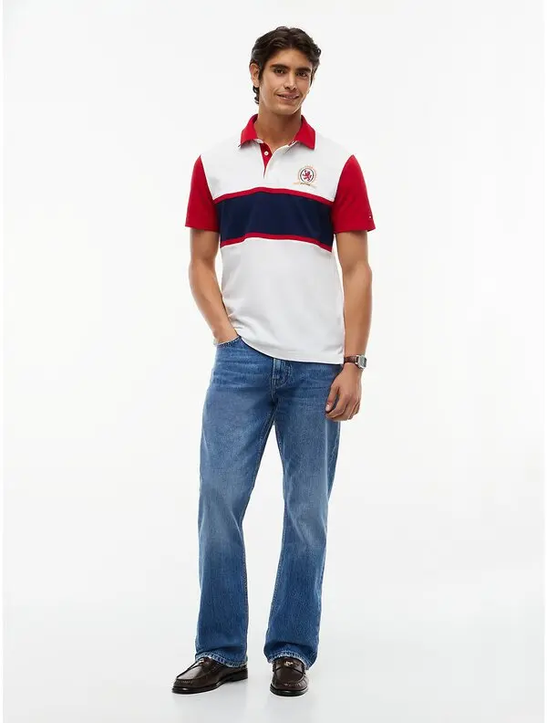 Tommy Hilfiger Regular Fit Crest Logo Colorblock Polo