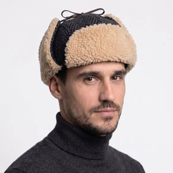 DASMARCA HATS Mylo Italian Tweed Wool Trapper Hat - Black