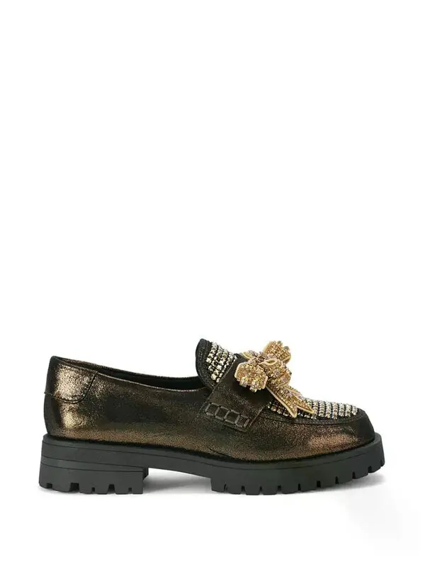Kurt Geiger Bow Crystal Loafers - Brown