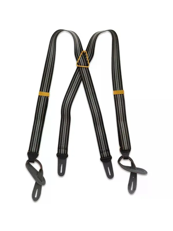 TAIGA TAKAHASHI Multi-stripe Leather-trim Braces - Black