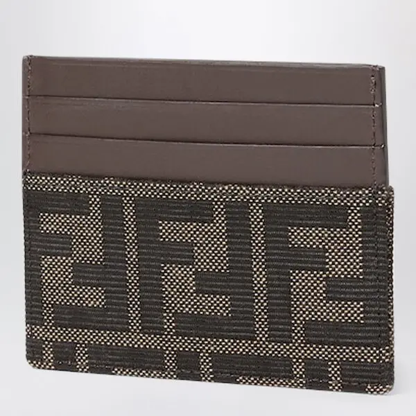 Fendi Ff Zucca Jacquard And Leather Card Holder