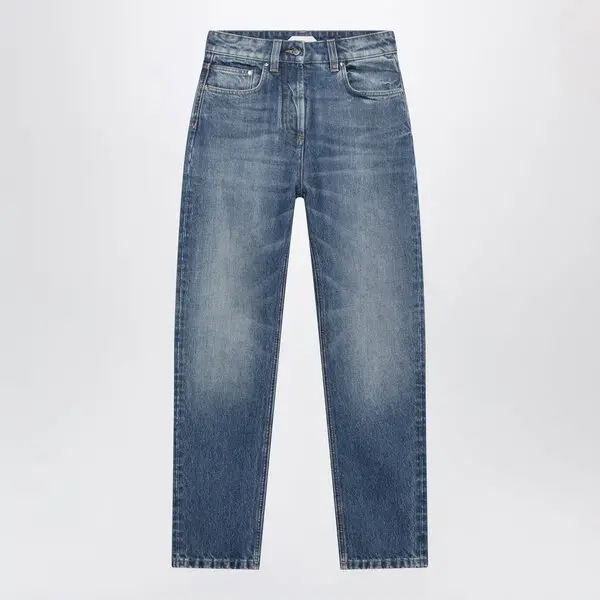 Versace High-waisted Straight-leg Light Cotton Jeans - Blue
