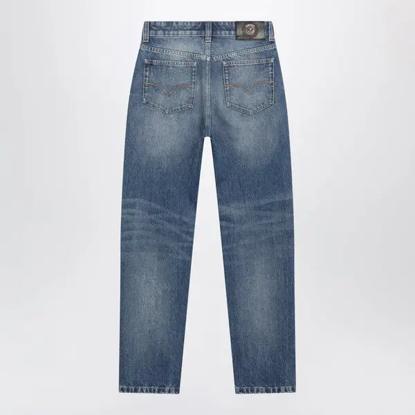 Versace High-waisted Straight-leg Light Cotton Jeans