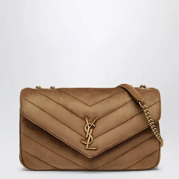 Saint Laurent Loulou Medium Caramel Suede Bag - Orange