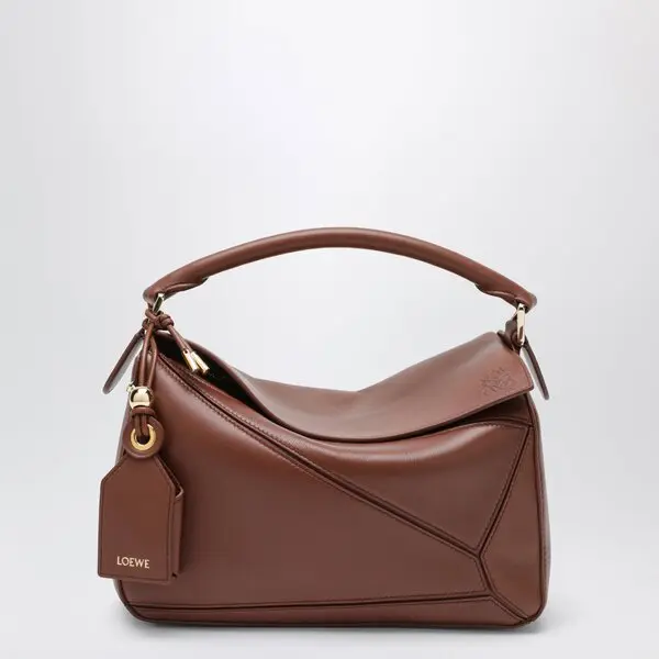 Loewe Small Puzzle Featherlight Bag In Gold Nappa Leather - Brown