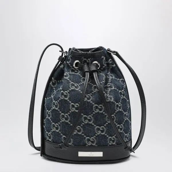 Gucci Mini Bucket Bag With Plaque In Gg Delave Denim - Blue
