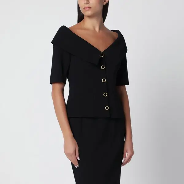 Alessandra Rich Off-shoulder Wool Crãªpe Jacket