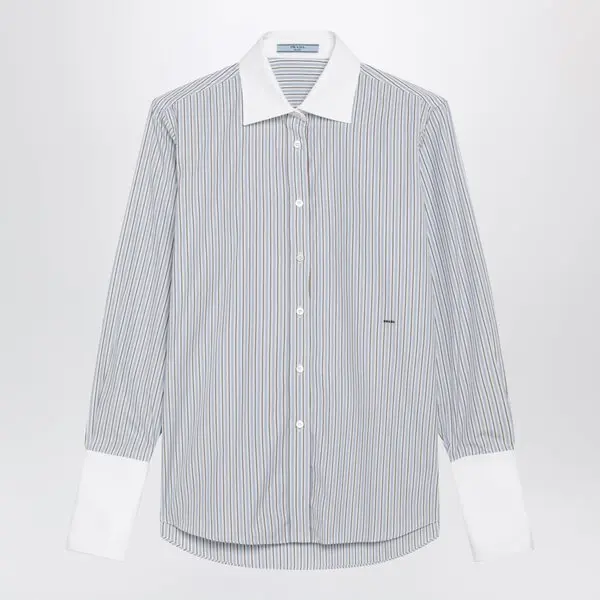 Prada Sky- Striped Cotton Shirt - Blue