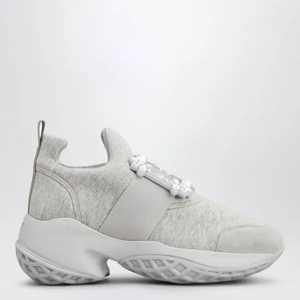 ROGER VIVIER Viv Run Sneakers With Crystal Buckle - Gray