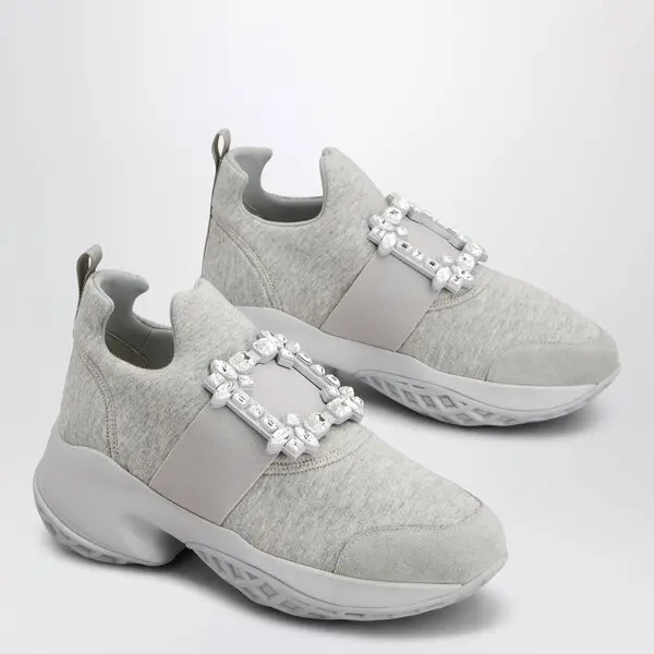 ROGER VIVIER Viv Run Sneakers With Crystal Buckle - Gray