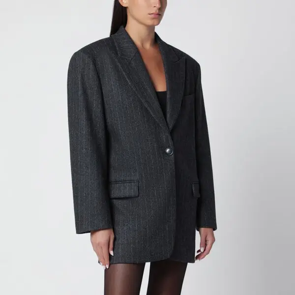 Andamane Margaux Grey And Black Textured Jacket