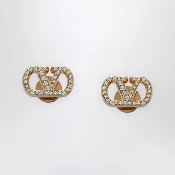 Valentino Garavani Vlogo Signature Gold-tone Earrings With Crystals - Silver