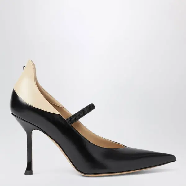 Fendi Nude Court Shoes In And Beige Leather - Black