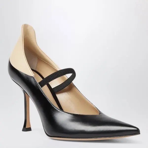 Fendi Nude Court Shoes In And Beige Leather - Black