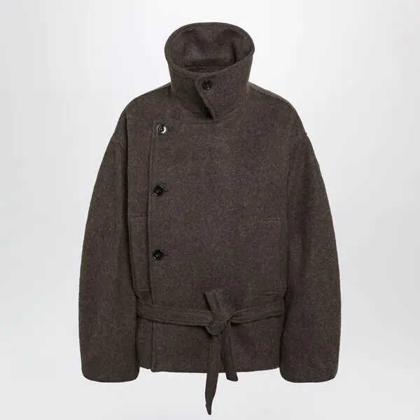 LEMAIRE Short Mud Felted Wool And Alpaca Wrap Coat