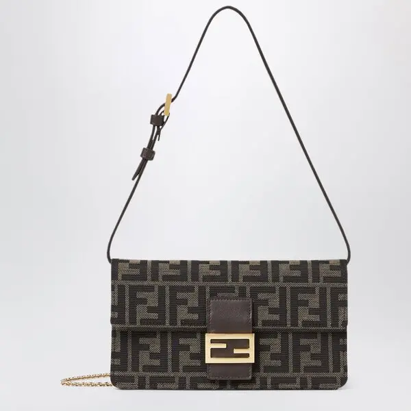 Fendi Ff Zucca Jacquard And Leather Tube Wallet On Chain