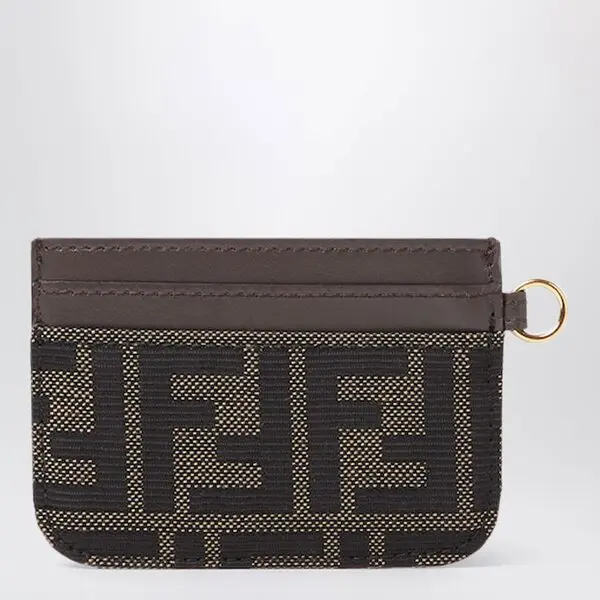Fendi Ff Zucca Jacquard And Leather Card Case