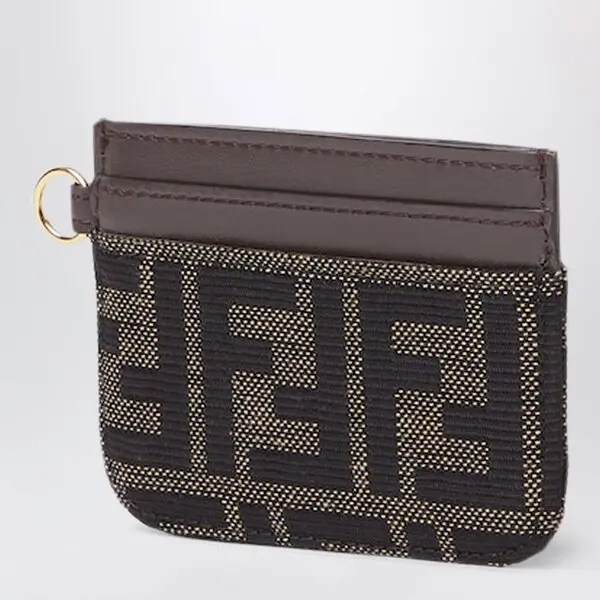 Fendi Ff Zucca Jacquard And Leather Card Case