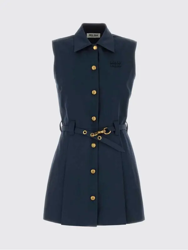 Miu Miu Navy Cotton Sleeveless Dress