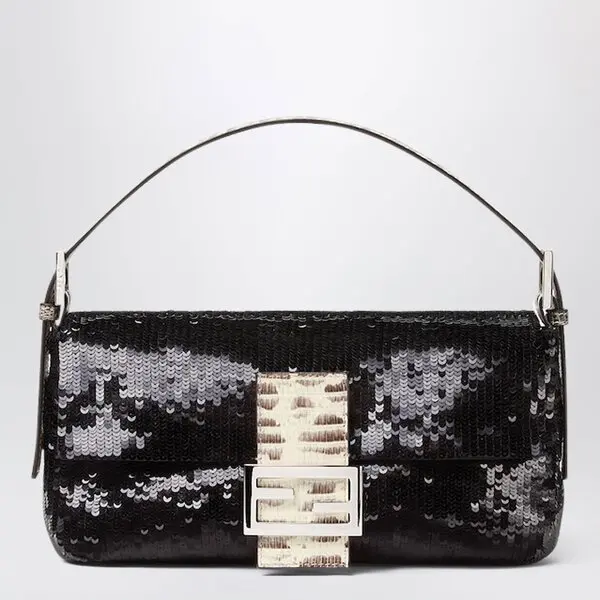 Fendi Baguette Ff Zucca Jacquard Fabric Bag - Black
