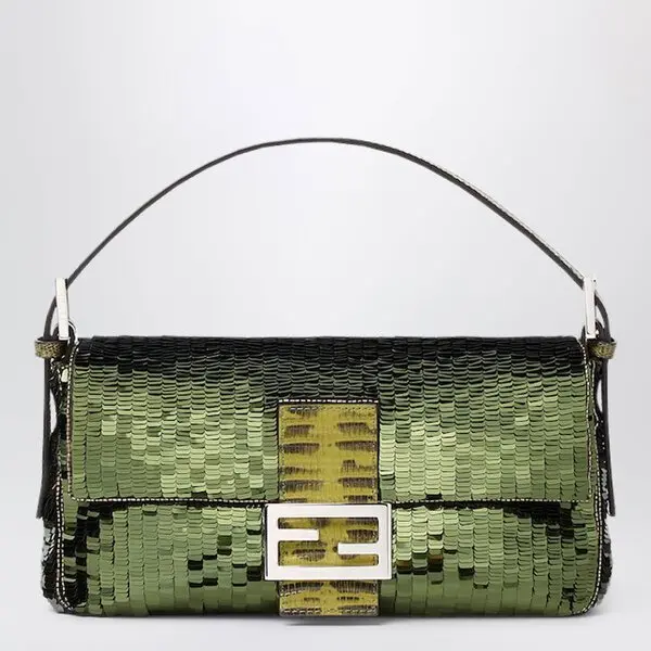 Fendi Baguette Ff Zucca Jacquard Fabric Bag - Green