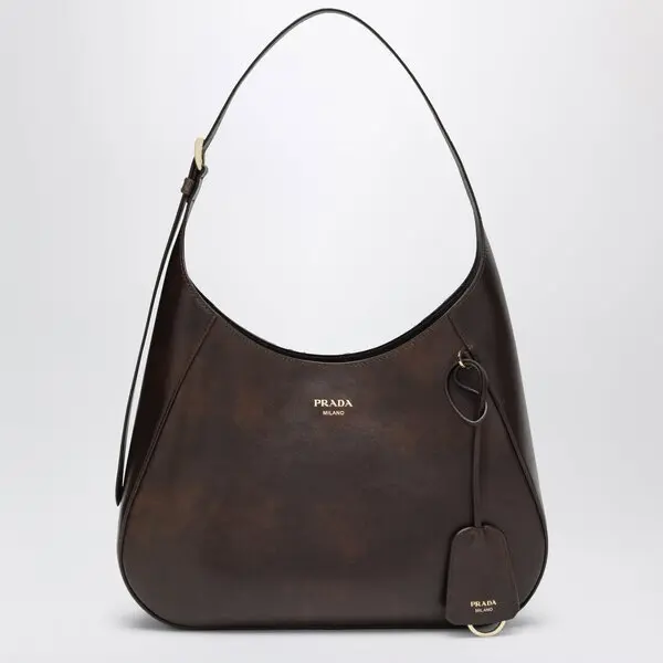 Prada Boogie Medium Leather Hobo Bag - Brown