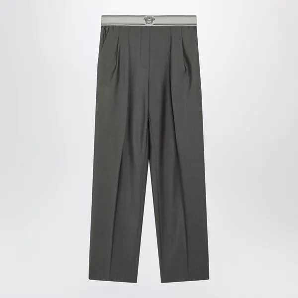Versace Cold Grey Mohair Wool Trousers