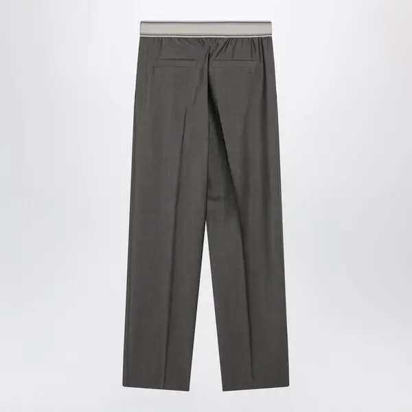 Versace Cold Grey Mohair Wool Trousers